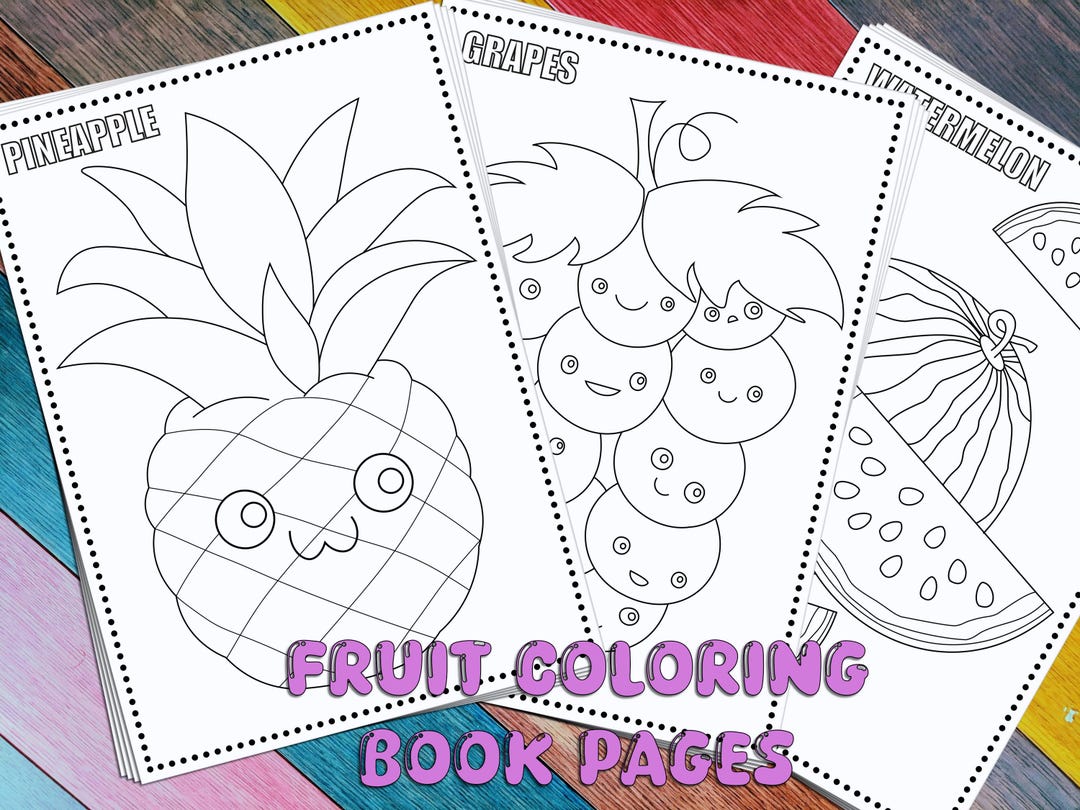 Fun Fruits Coloring Book for Kids – Cute Kawaii Fruit Illustrations for ...