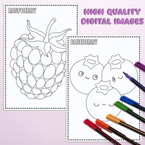 Fun Fruits Coloring Book for Kids – Cute Kawaii Fruit Illustrations for ...