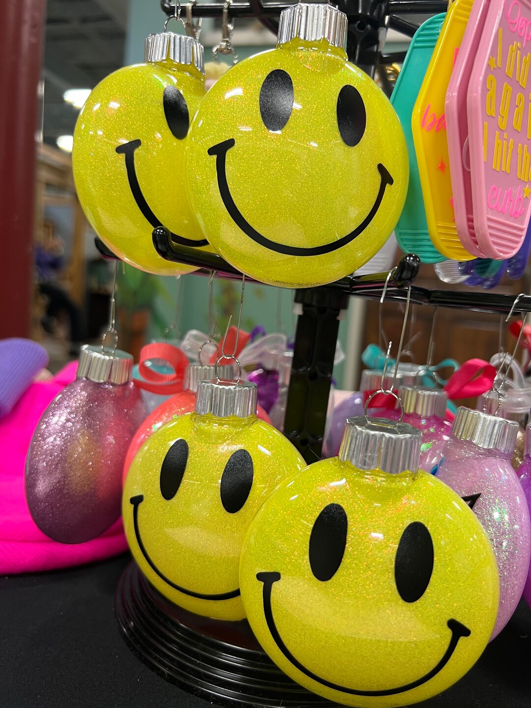 Smile Face Ornament, Groovy Retro Ornament, Smile, Holographic ...