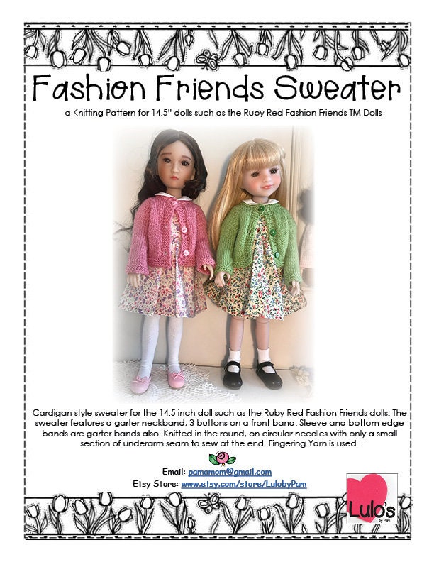 Ruby Red Fashion Friends Knitted Sweater Pattern - Etsy