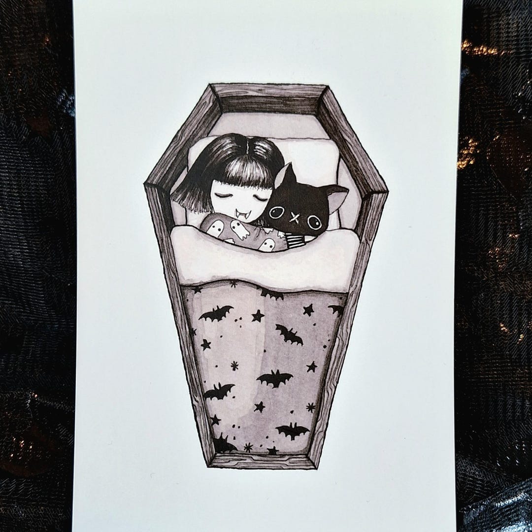 Little Sleeping Vampire Art Print - Etsy