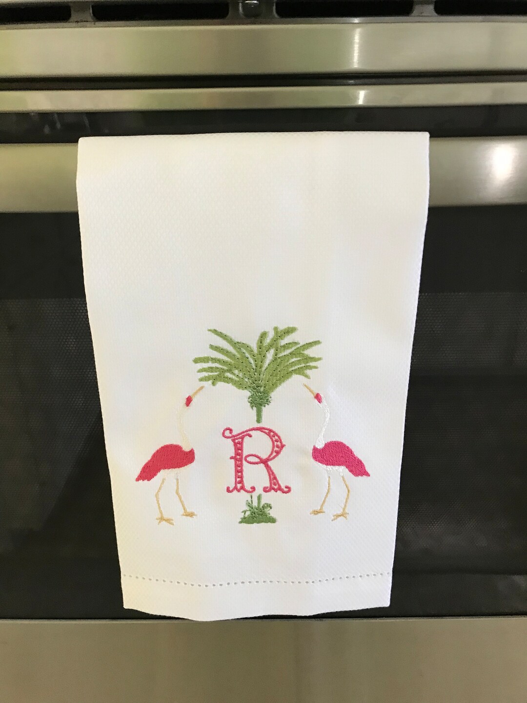 Towel, Embroidered, Personalized, Cranes, Palm Tree - Etsy