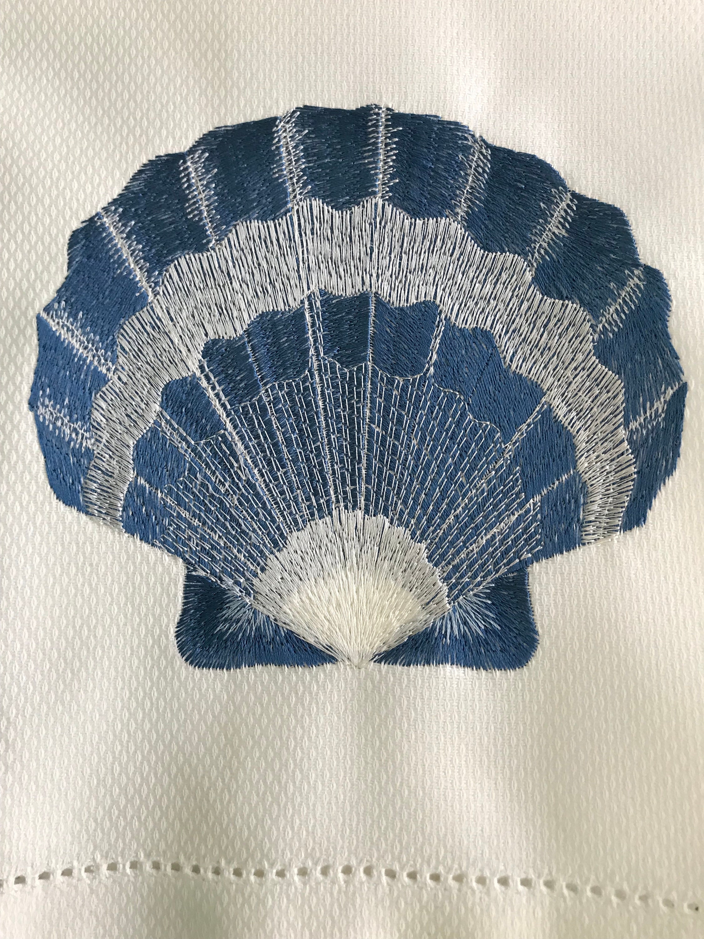 Scallop Shell, Embroidered, Cotton Huck, Towel - Etsy