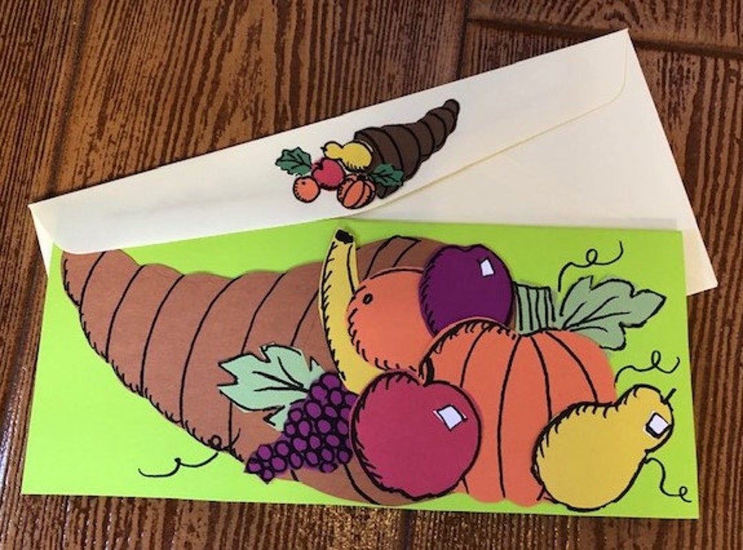 Thanksgiving Cornucopia Card by Cherie - Etsy