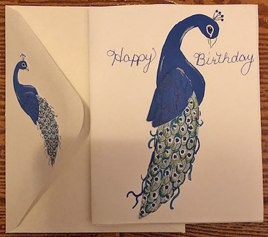 Gorgeous Peacock Birthday Card by Cherie - Etsy