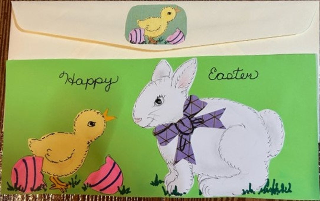 Easter Bunny & Chick Card by Cherie - Etsy