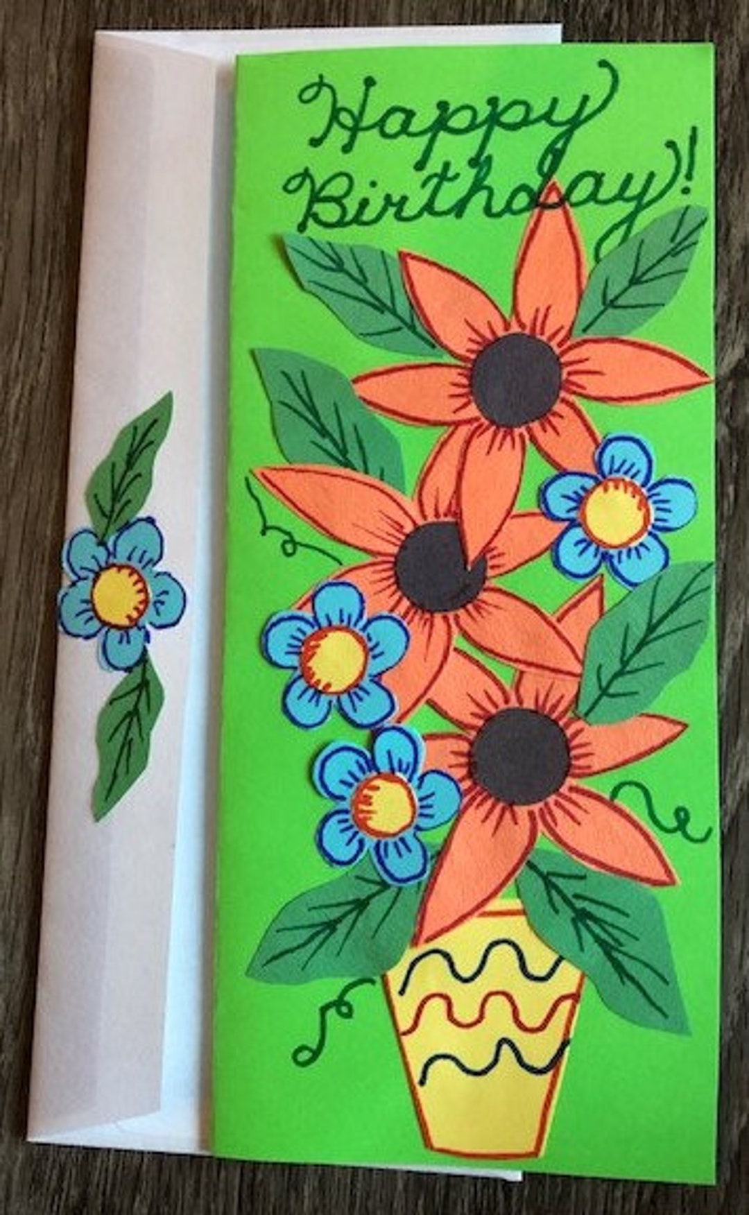 Flower Pot Birthday Card by Cherie - Etsy