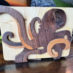 Octopus Wood Keepsake Box With Hinged Lid, Steampunk Pirate Treasure ...