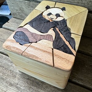 Panda Bear Wood Keepsake Box With Hinged Lid | Gift Box Decor | Cuddly ...