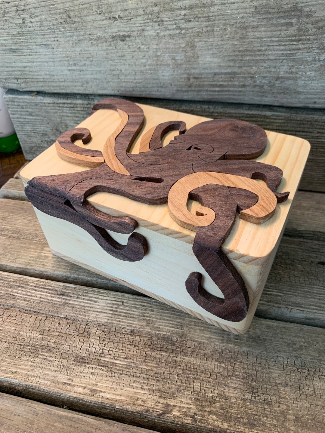 Octopus Wooden Box / Nautical Gift / Octopus Decor / Pirate Treasure ...