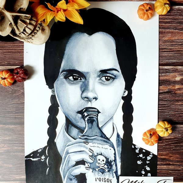 Wednesday Addams Original Art - Etsy Israel