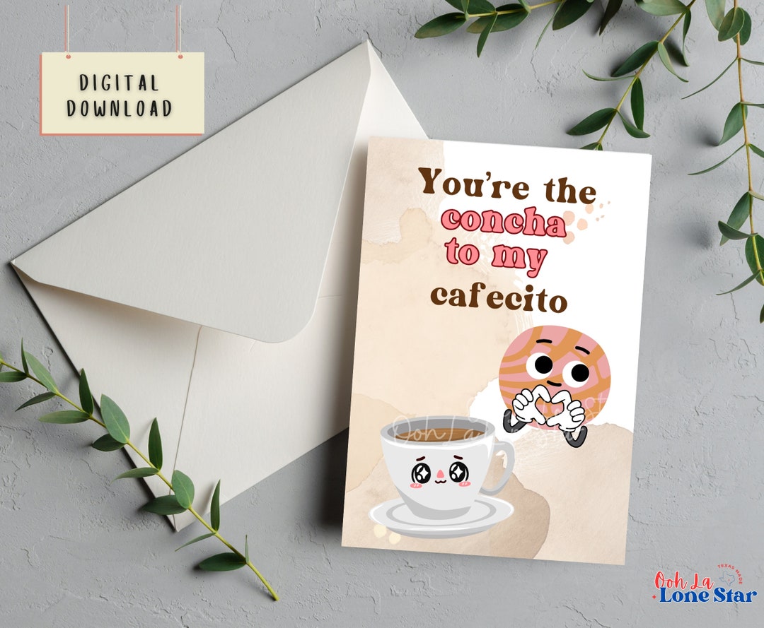 Bestie Card| Printable Card, Cafecito Concha Card, 4x6 Greeting Card ...