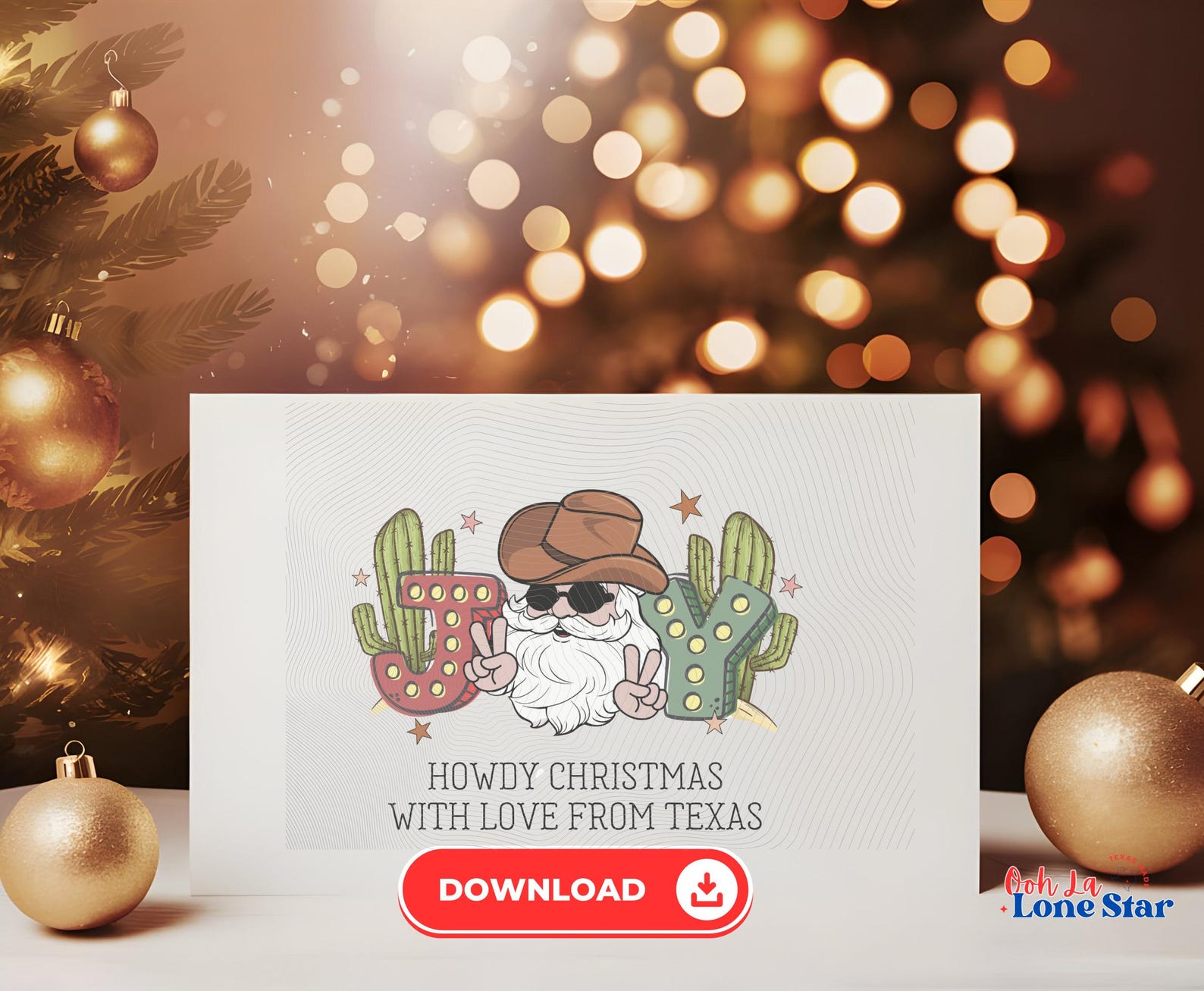 Howdy Christmas Card: Cowboy Santa Texas Greeting (digital Download) - Etsy