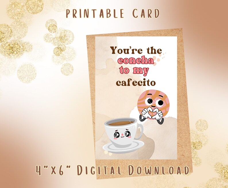 Bestie Card Printable Card, Cafecito Concha Card, 4x6 Greeting Card ...