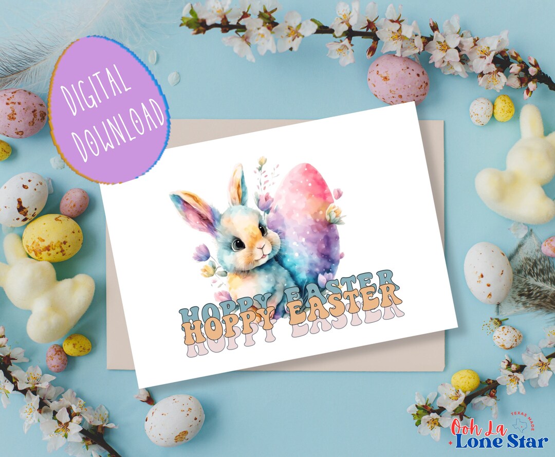 Hoppy Easter Greeting Card, 4x6 Printable Greeting Card, Easter Card ...