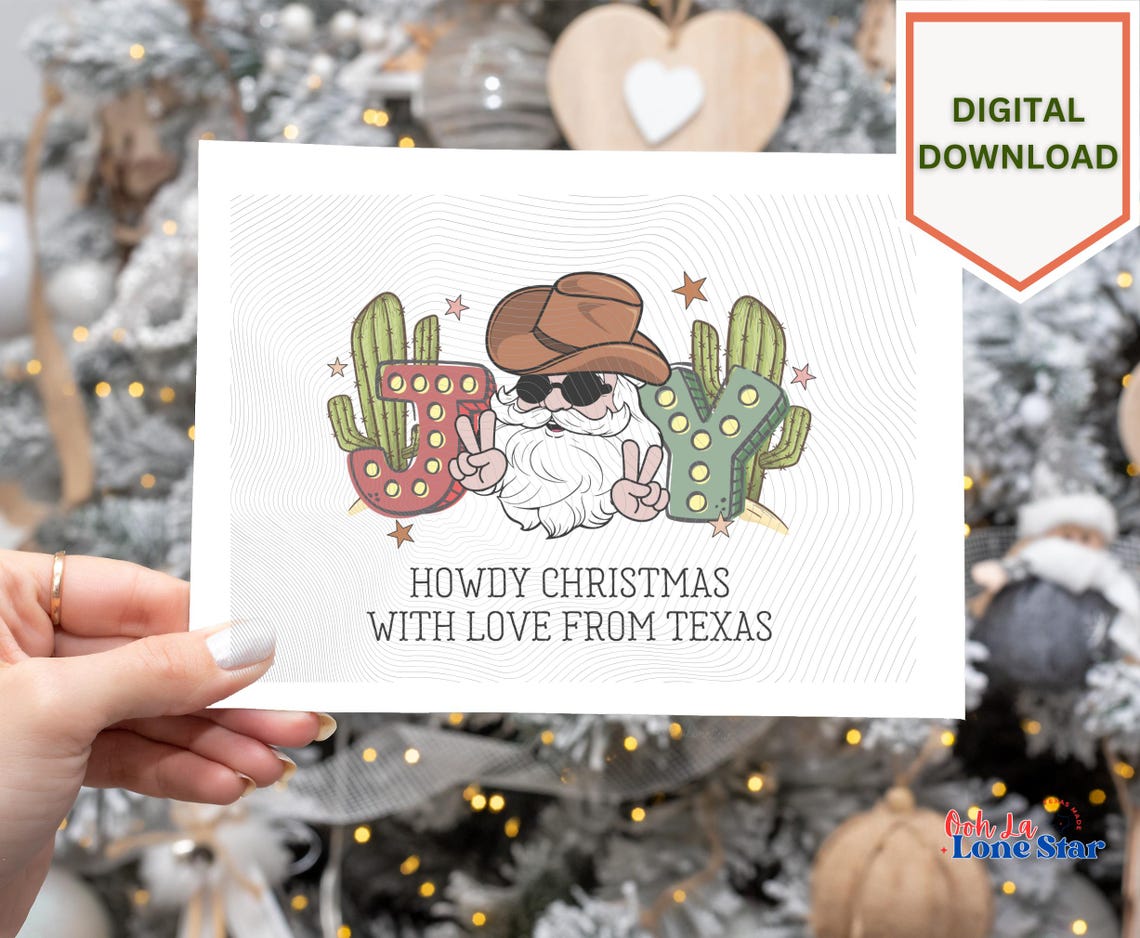 Howdy Christmas Card: Cowboy Santa Texas Greeting (digital Download) - Etsy