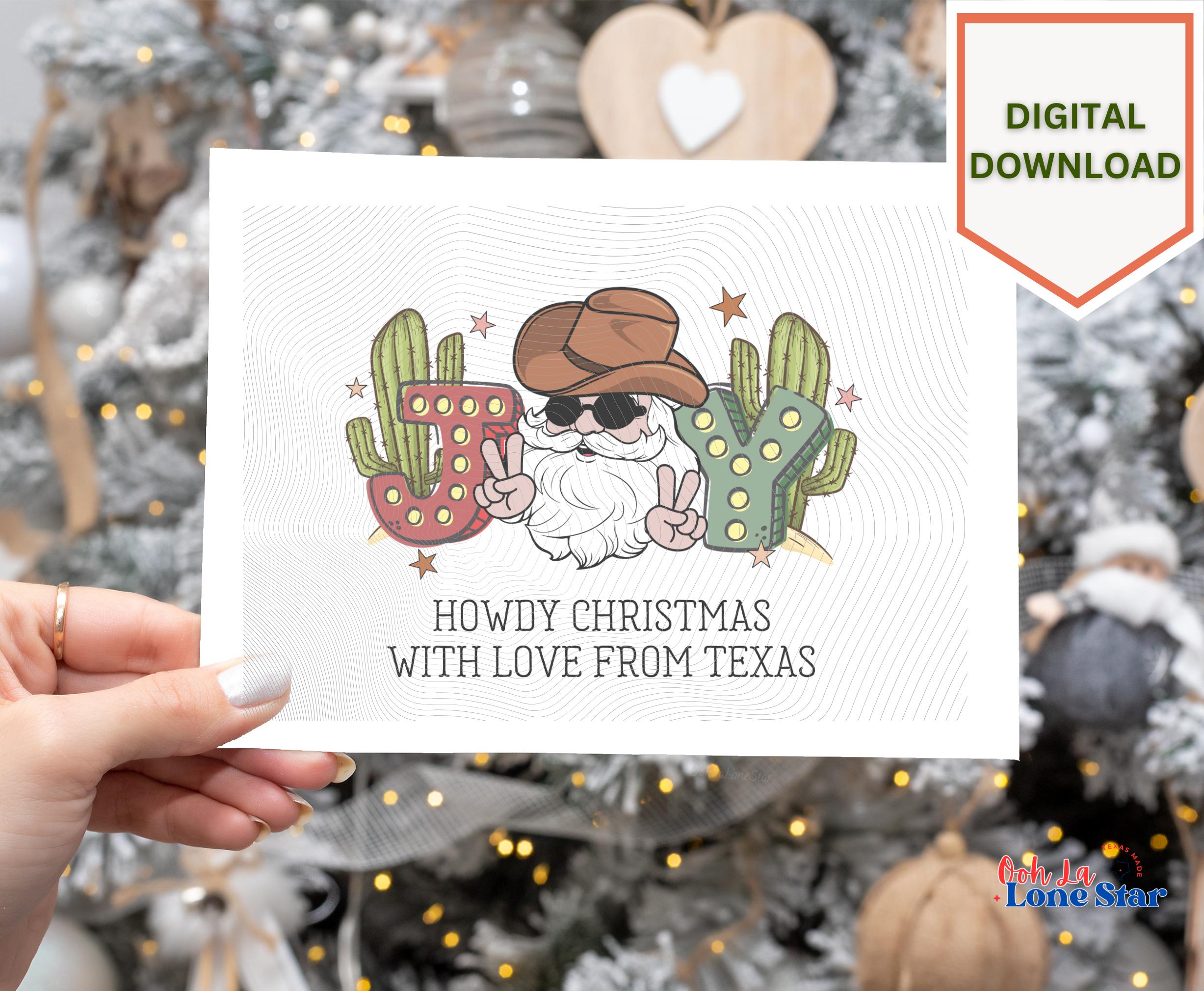 Howdy Christmas Card: Cowboy Santa Texas Greeting (digital Download) - Etsy