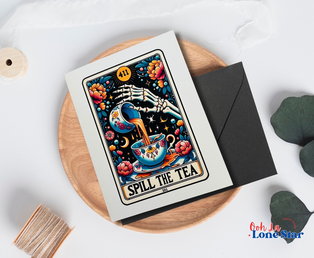 Tarot Card Greeting Card| Funny Tarot Card| Spill the Tea | Witchy Card ...