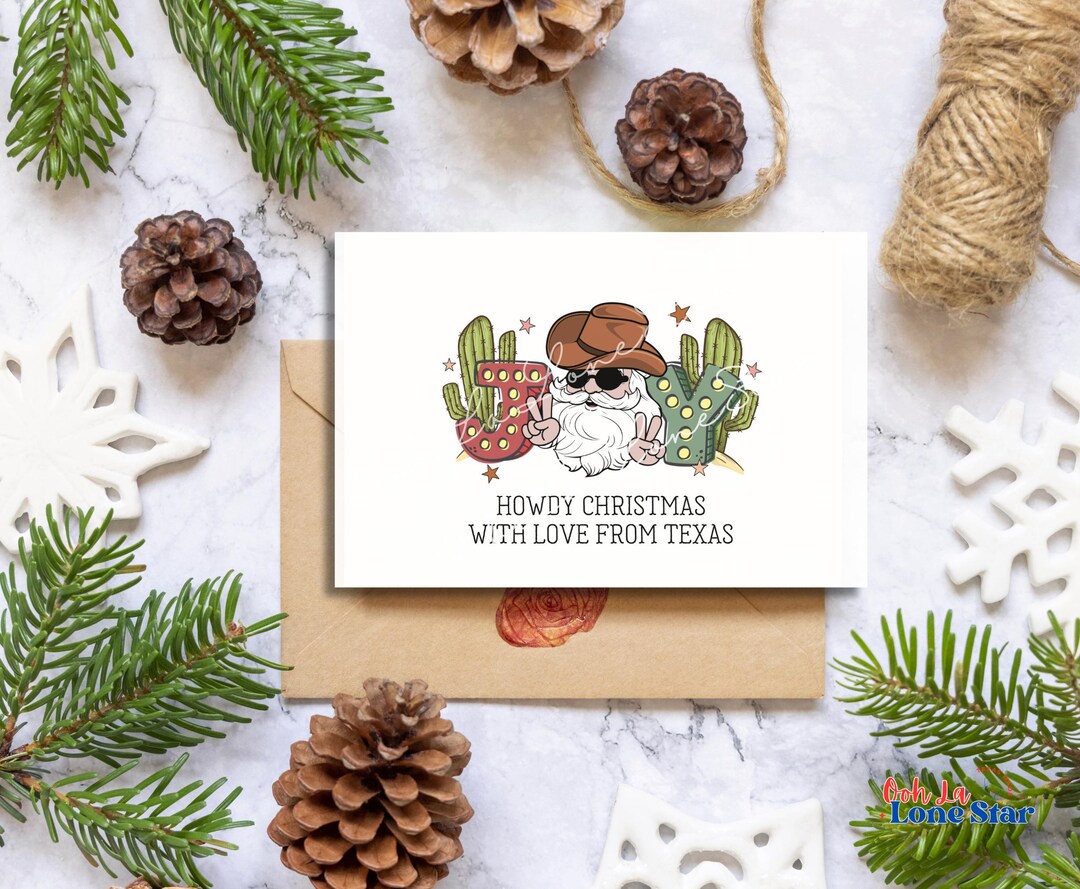 Howdy Christmas Card: Cowboy Santa Texas Greeting (digital Download) - Etsy
