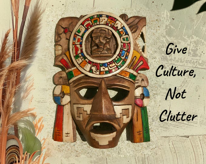 Mayan Calendar Mask – Mexican Wall Art for Living Room or Study Decor ...