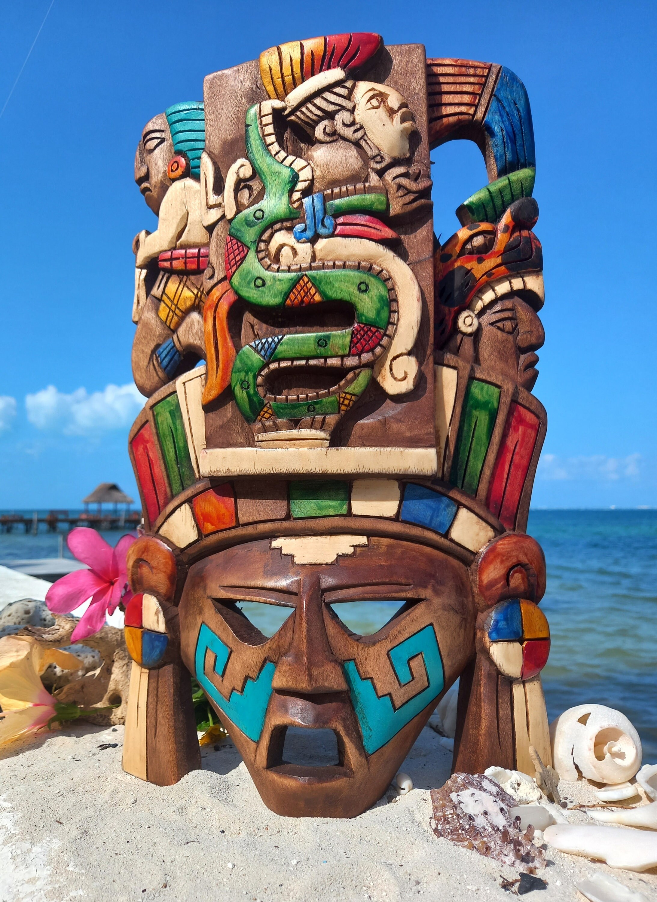 Aztec Wall Art Carved Wood Mask quetzalcoatl 16-inch - Etsy