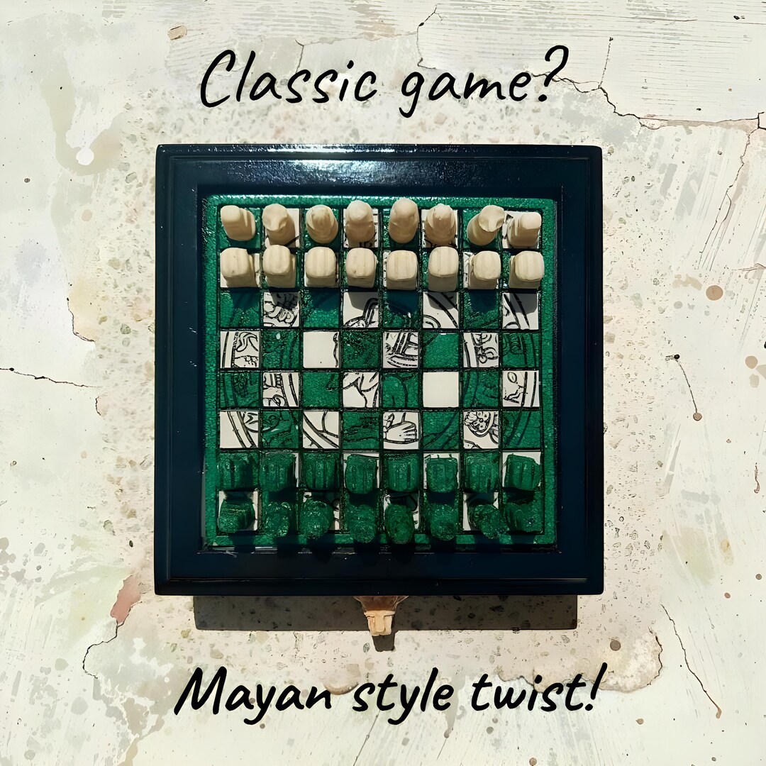Mayan Chess Set – Handmade Mexican Folk Art, Decorative Aztec Game Box ...