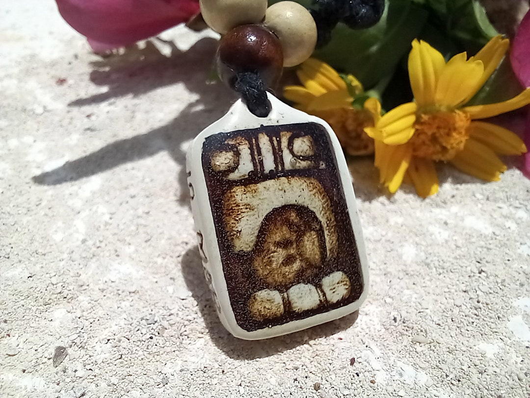 Mayan Glyph Medallion ‘ceh’ – Handmade Necklace, Horoscope Sign March ...