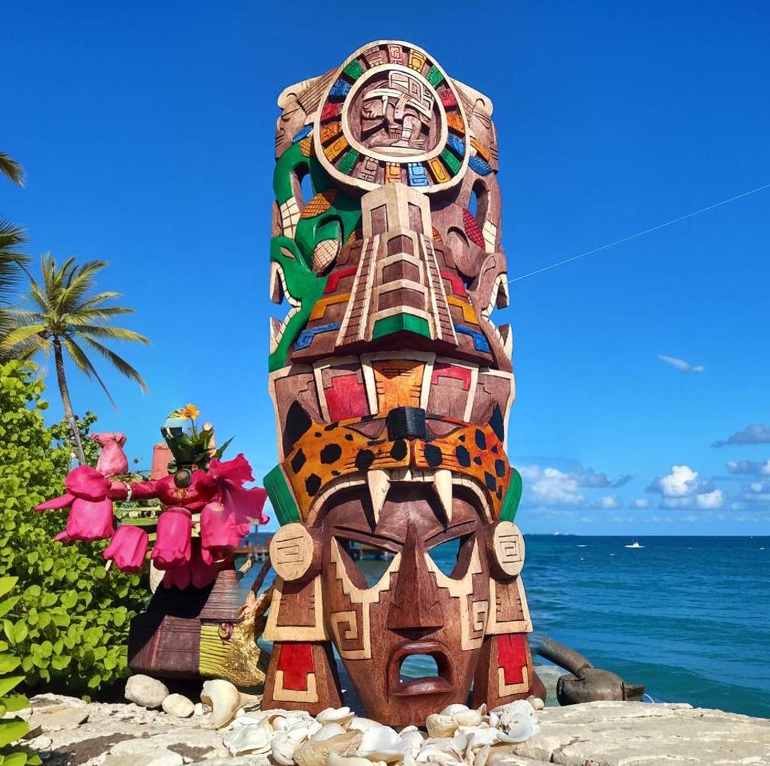 Mayan Calendar and Pyramid Mask 30 Handcrafted Wood Art for Living Room ...