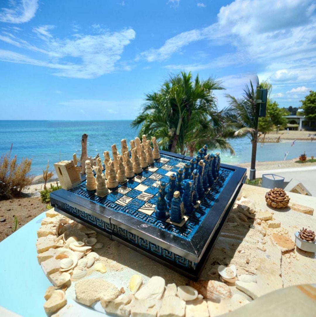 Mayan Chess Set Handmade 'mayan Calendar' Mexican Folk Art 12-inch ...