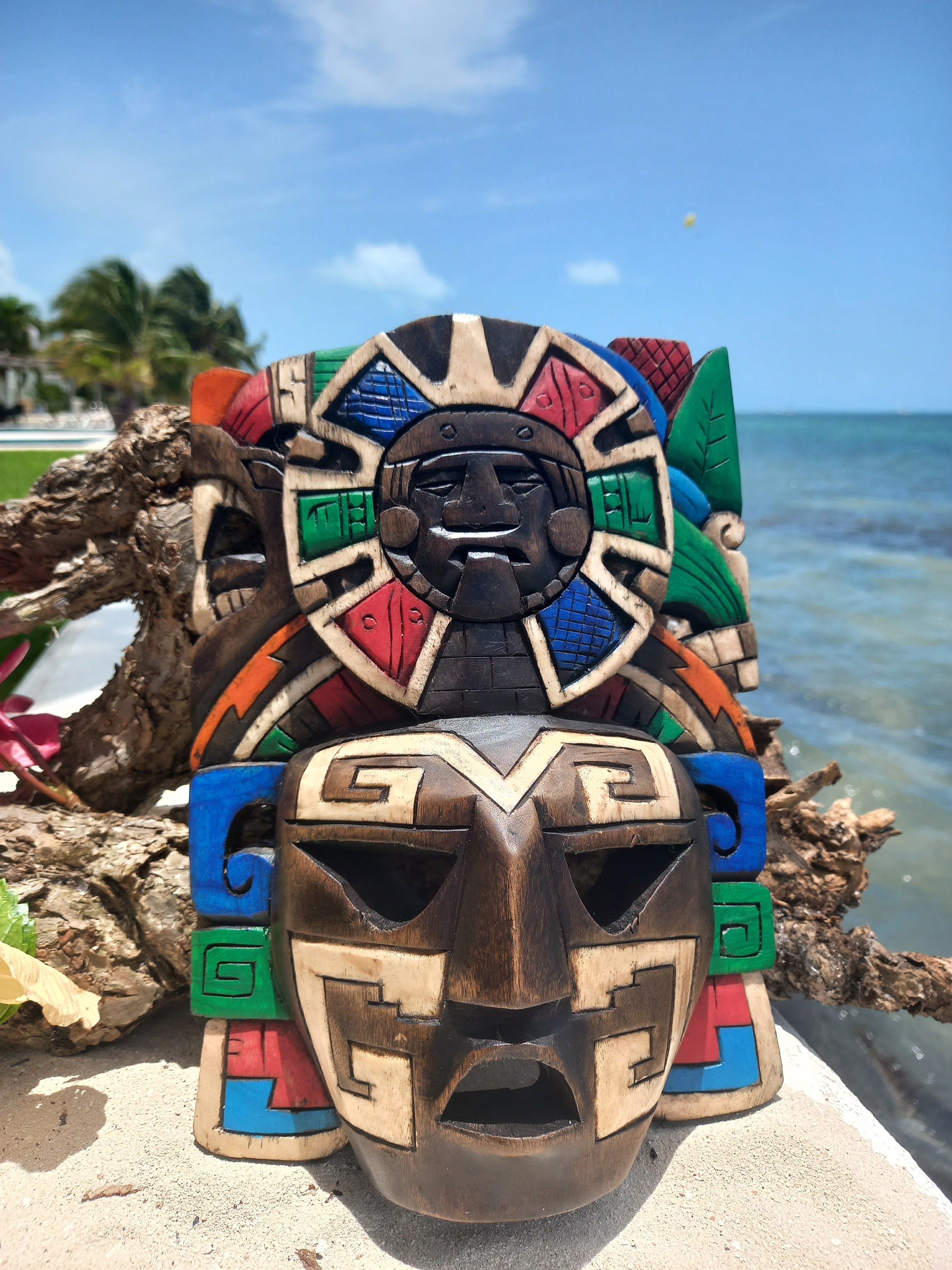 Wooden Mask aztec Calendar Mayan Decor for Home & - Etsy