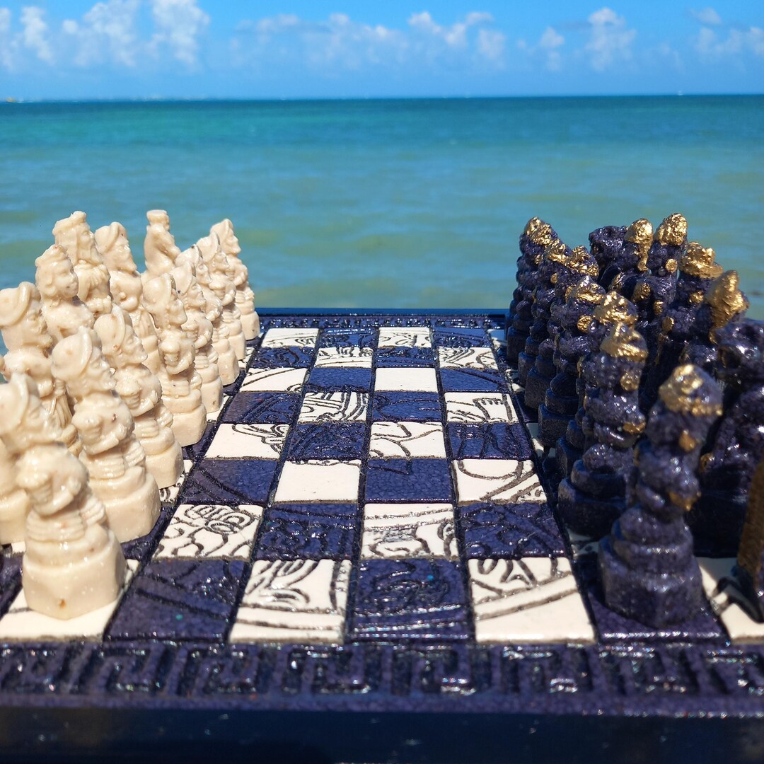 Mayan Chess Set Handmade – Mexican Folk Art of Mesoamerica 12-inch ...