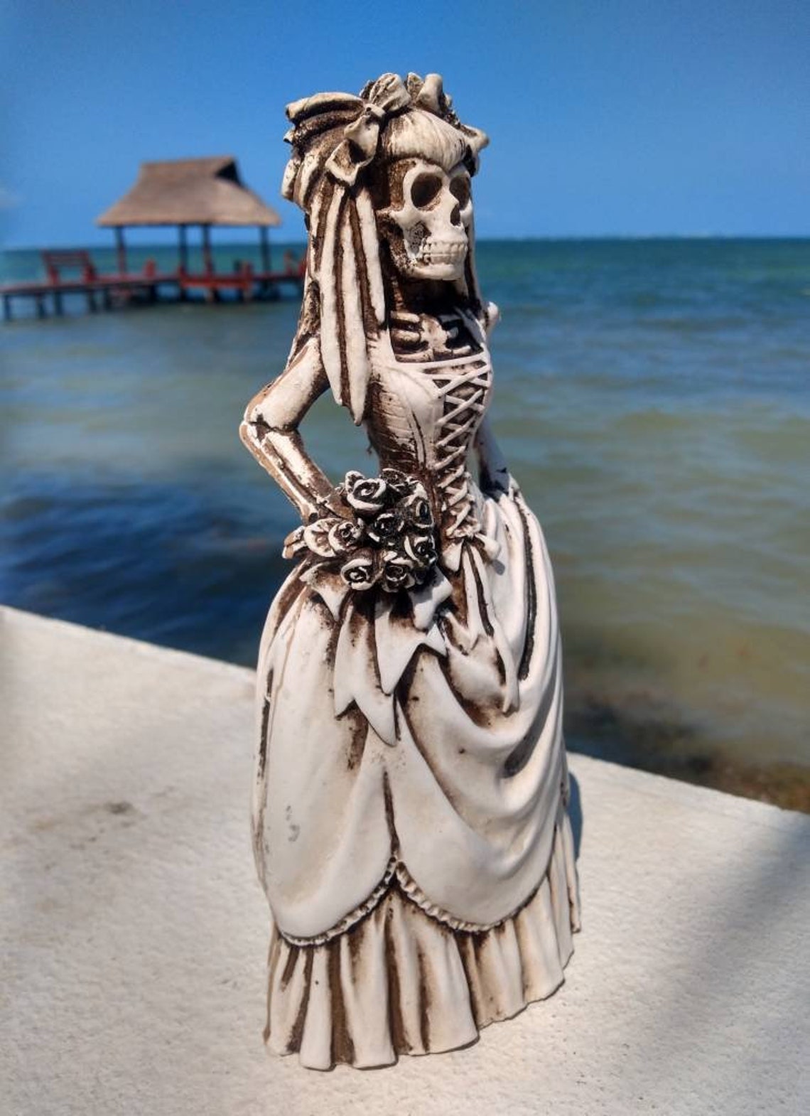 Mexican Catrina Santa Muerte Statue Day Of The Dead Talavera | Etsy