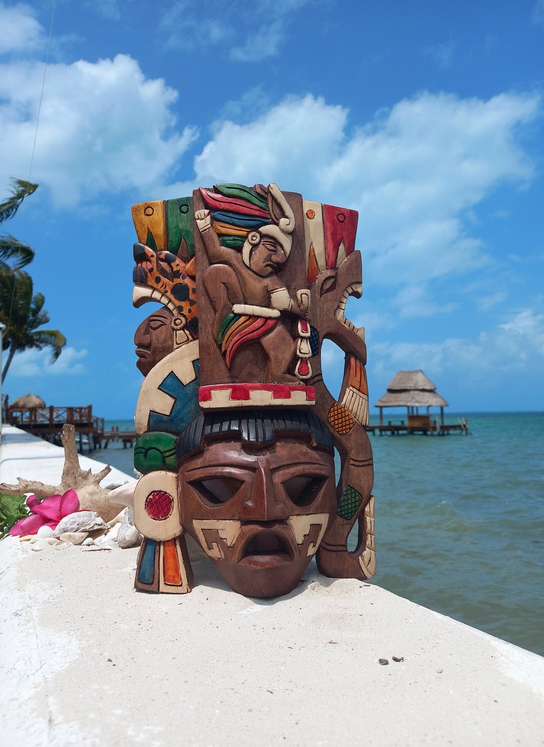 Carved Aztec Wall Art Shamanic Mask Tribal Decor 16 - Etsy