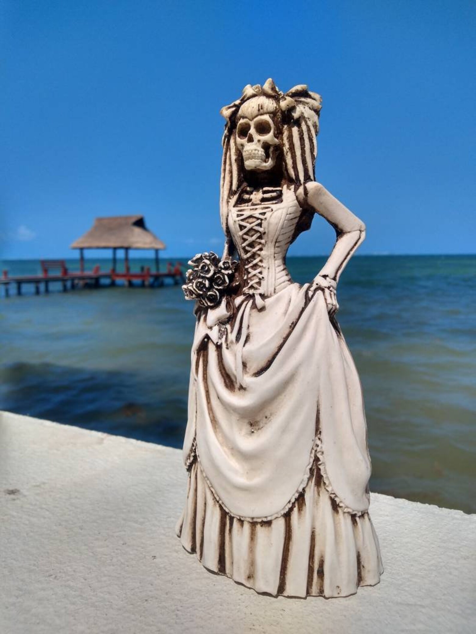 Mexican Catrina Santa Muerte Statue Day Of The Dead Talavera | Etsy