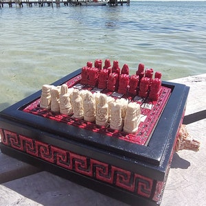 Mayan Chess Set Handmade – Mexican Folk Art of Mesoamerica 12" - Etsy
