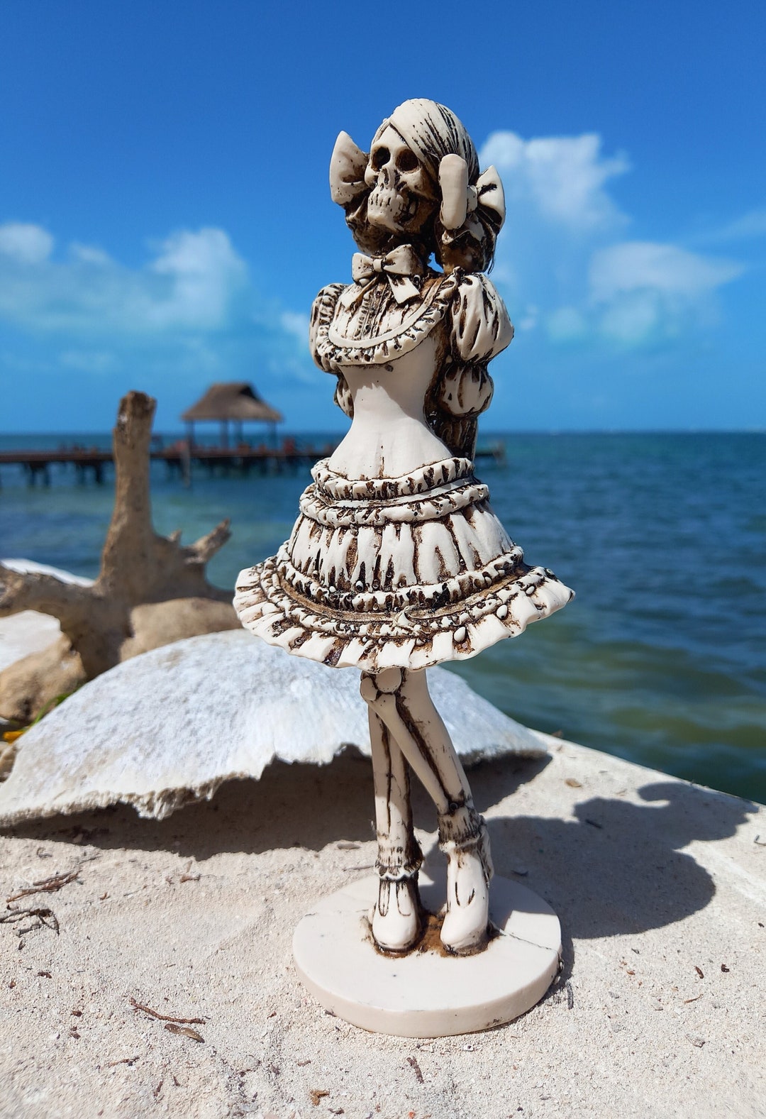 White La Catrina Mexicana Skeleton Figurine - Santa Muerte Statue ...