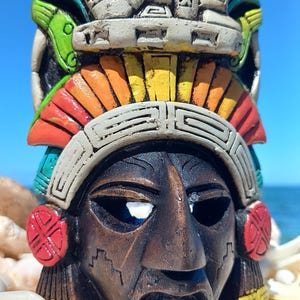 Mayan Clay Mask: Chaac Mool Rain God 5 Unique Patio, Living Room ...