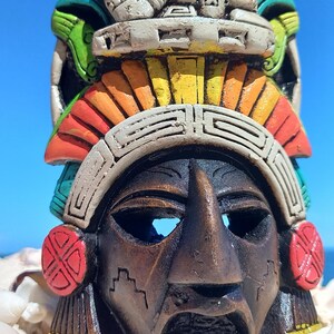 Mayan Clay Mask: Chaac Mool Rain God 5 Unique Patio, Living Room ...