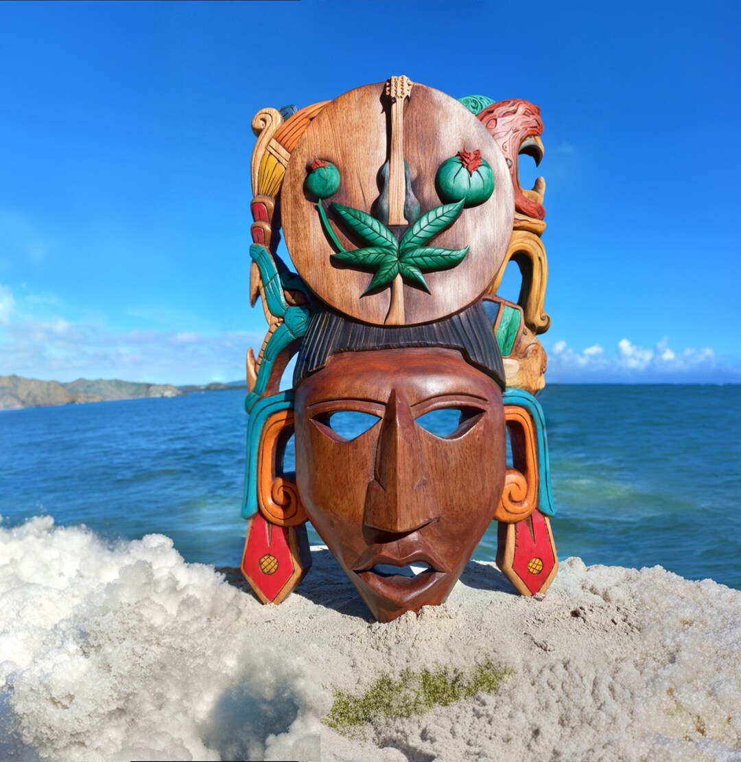 Carved Aztec Wall Art Mask– Tribal Home Accent 16" - Etsy