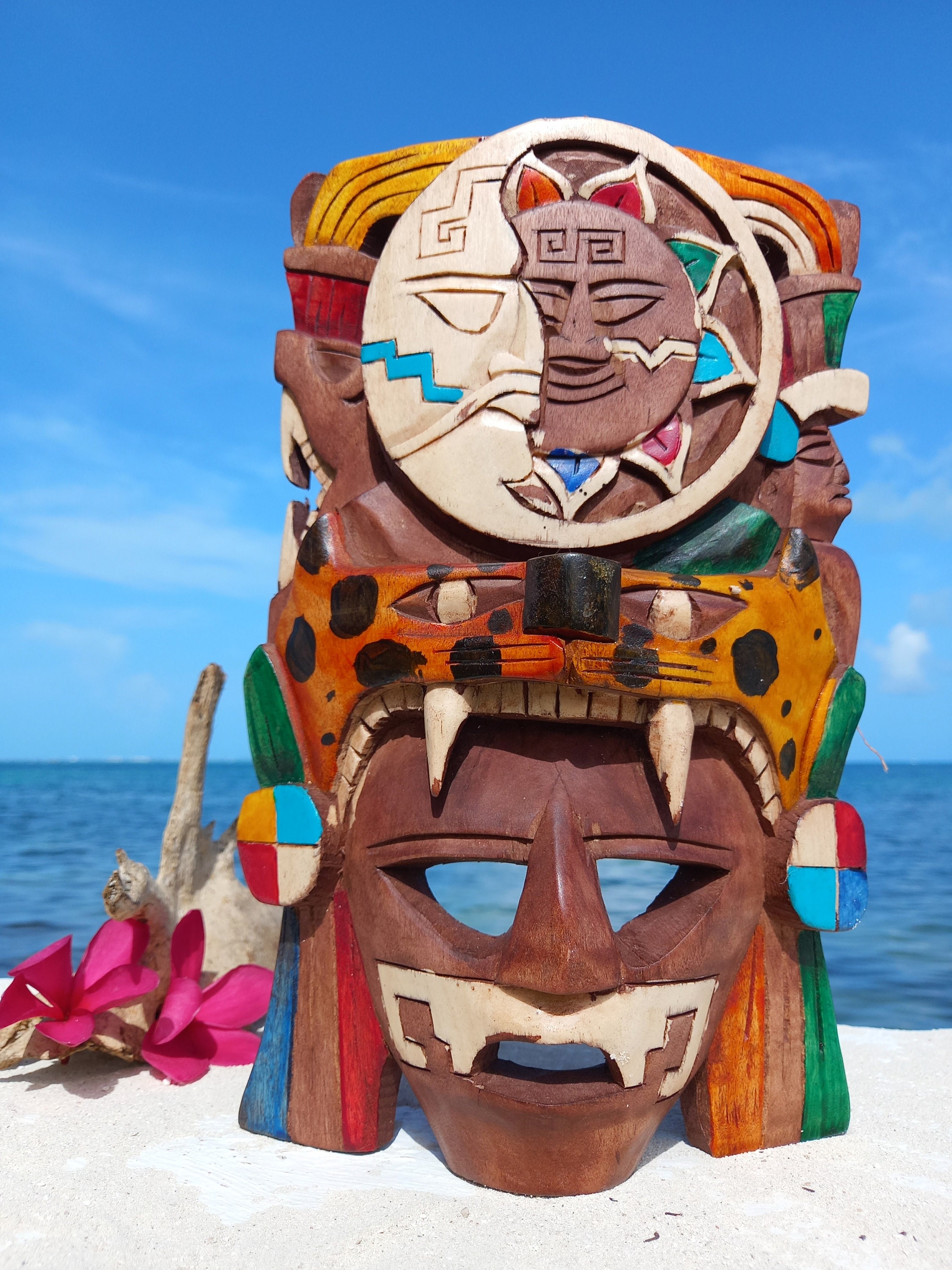 Aztec Wall Art Carved Wood Wall Art Aztec Mask 12 - Etsy