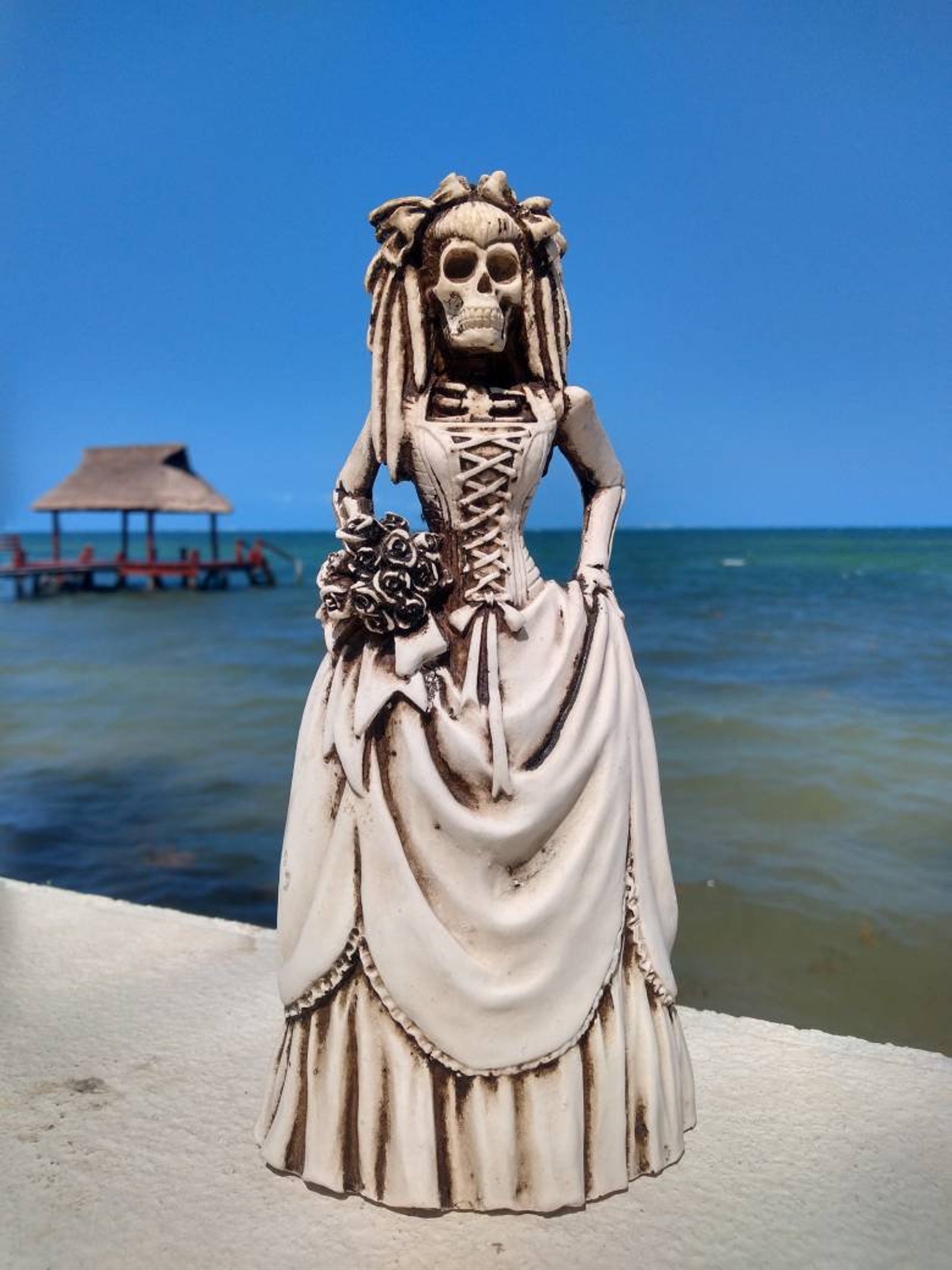 Mexican Catrina Santa Muerte Statue Day Of The Dead Talavera | Etsy