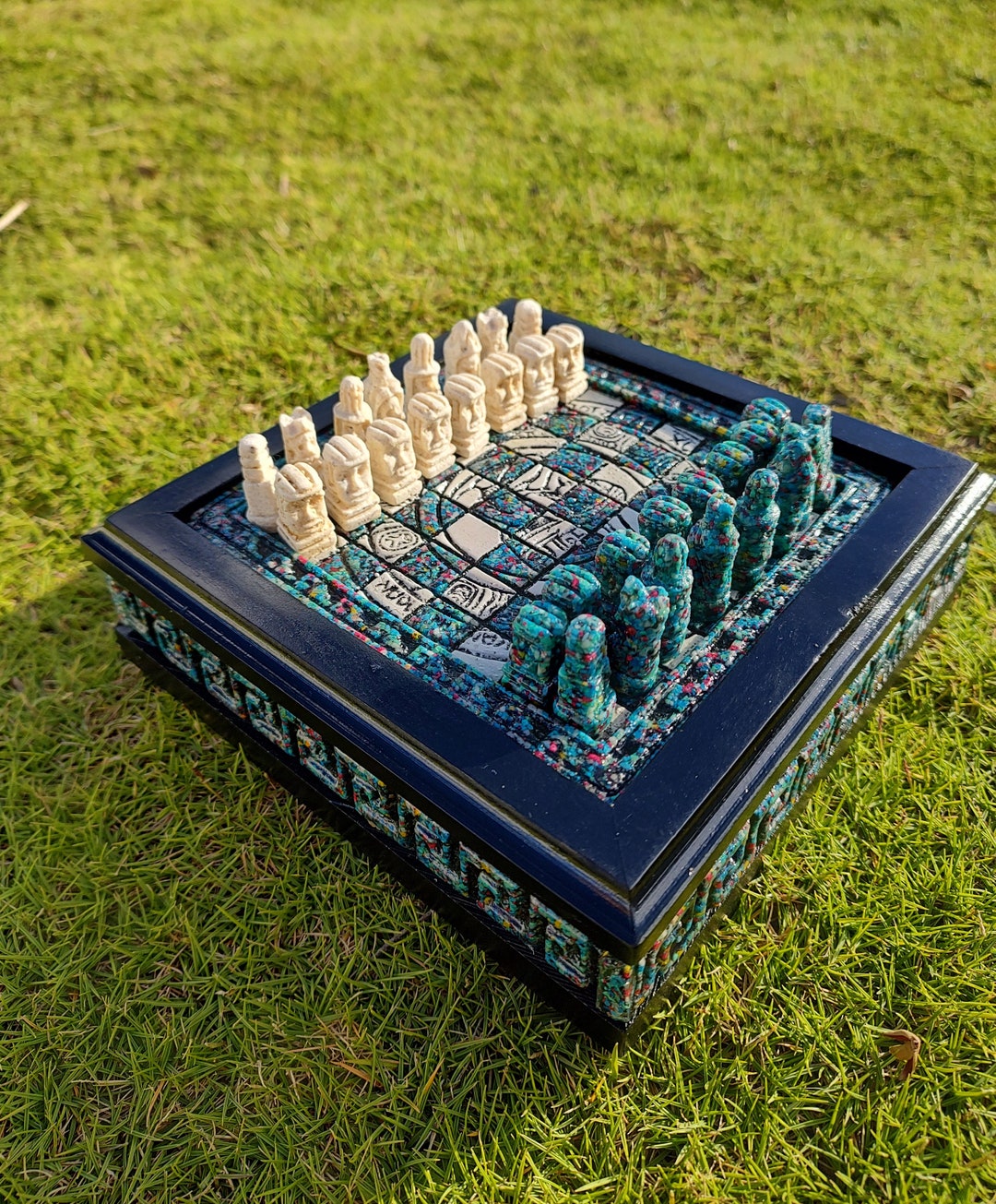 Chess Set Handmade 'mayan Calendar' Design 7.5 X - Etsy