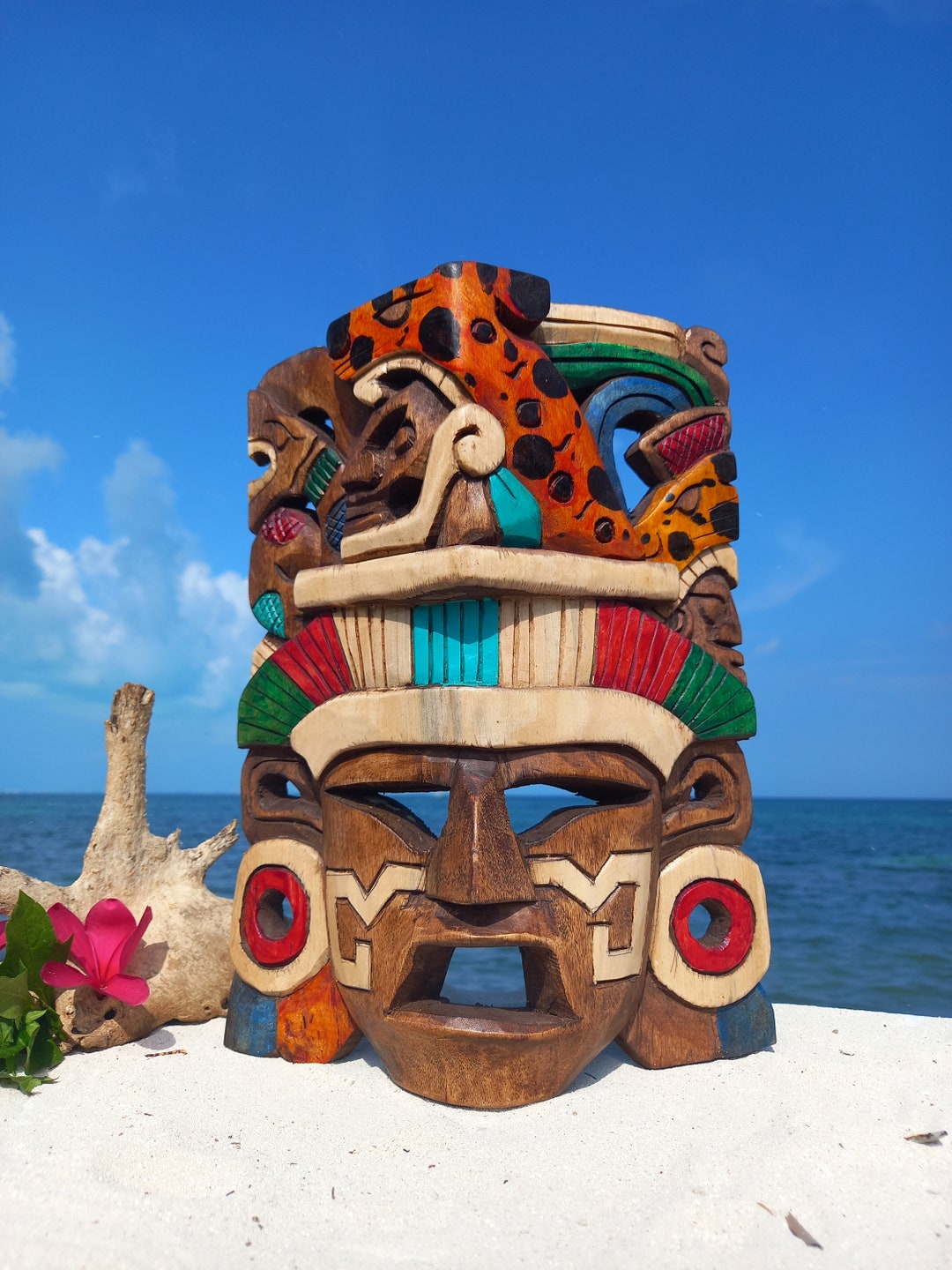 Aztec Mask Handcrafted Decorations, Mexican Garden Decor 12 - Etsy