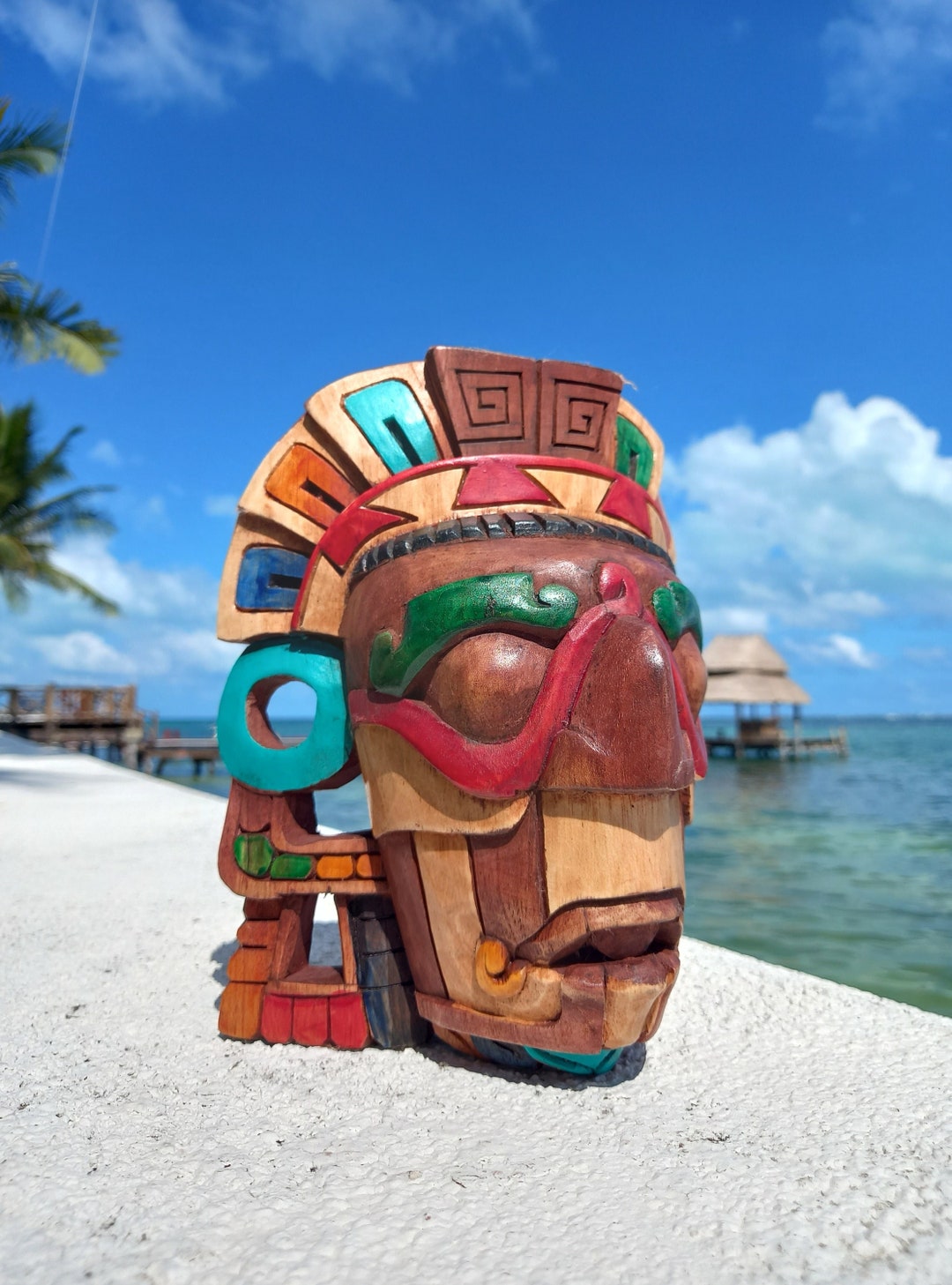 Aztec Art Decorative Mask for Mexican Garden Decor 8-inch - Etsy