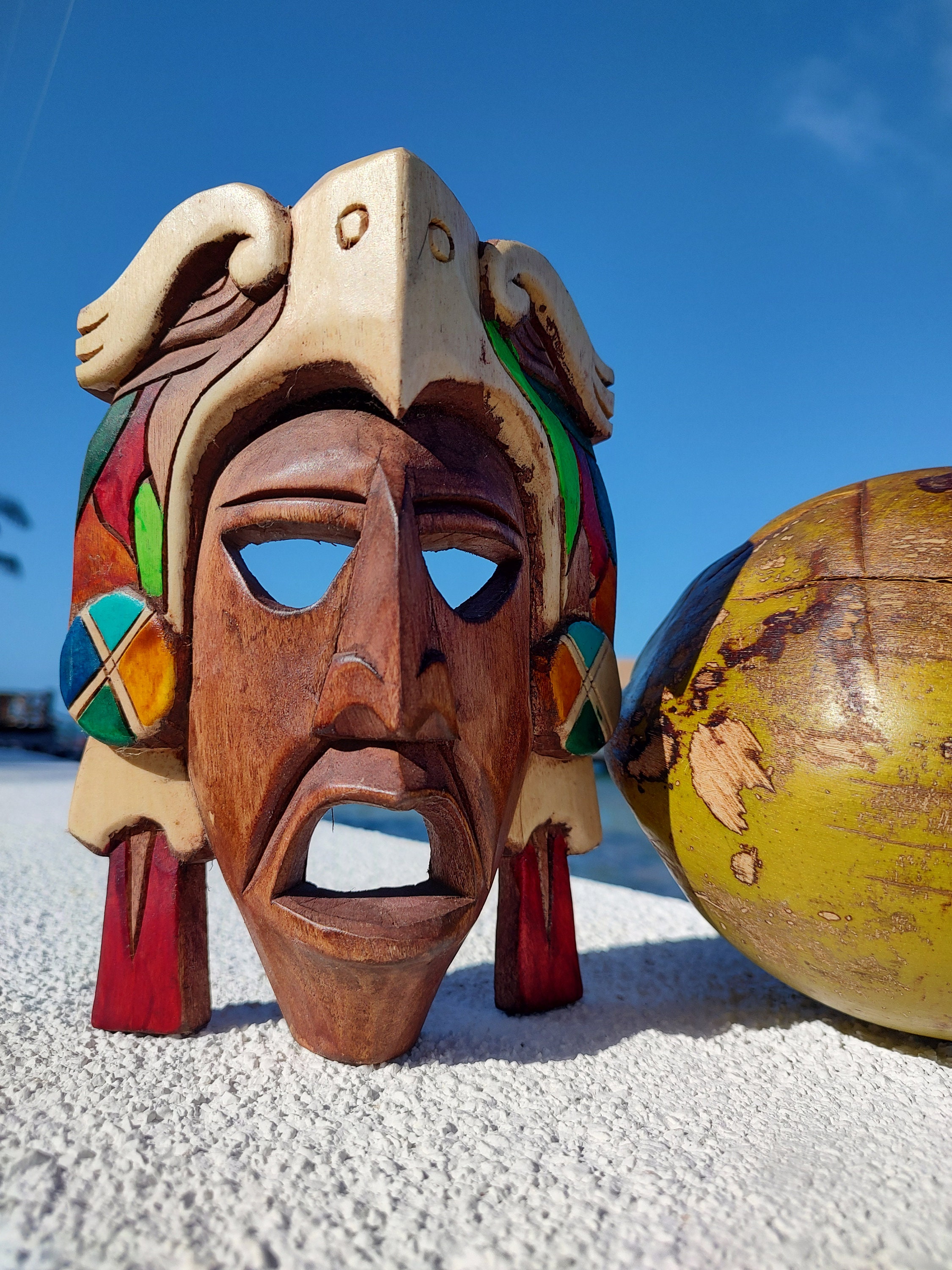 Aztec Wall Art Carved Mayan Mask Artesania Mexicana 8-inch - Etsy