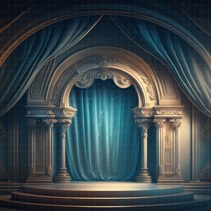6 Pack -blue Fancy Theater Stage Backdrops for Composite Photography - Etsy