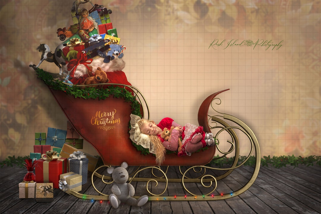 Santas Sleigh Filled With Toys Digital Backdrop for Composite ...