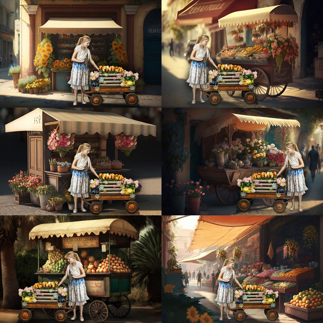 6 Pack of Market Place Backdrops for Composite Photography With Bonus ...