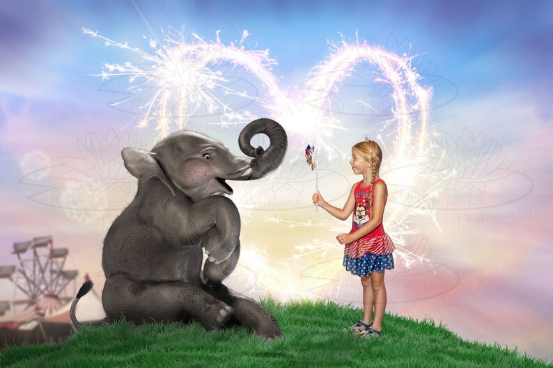 Elmer Elephant Fireworks Digital Backdrop for Composite - Etsy