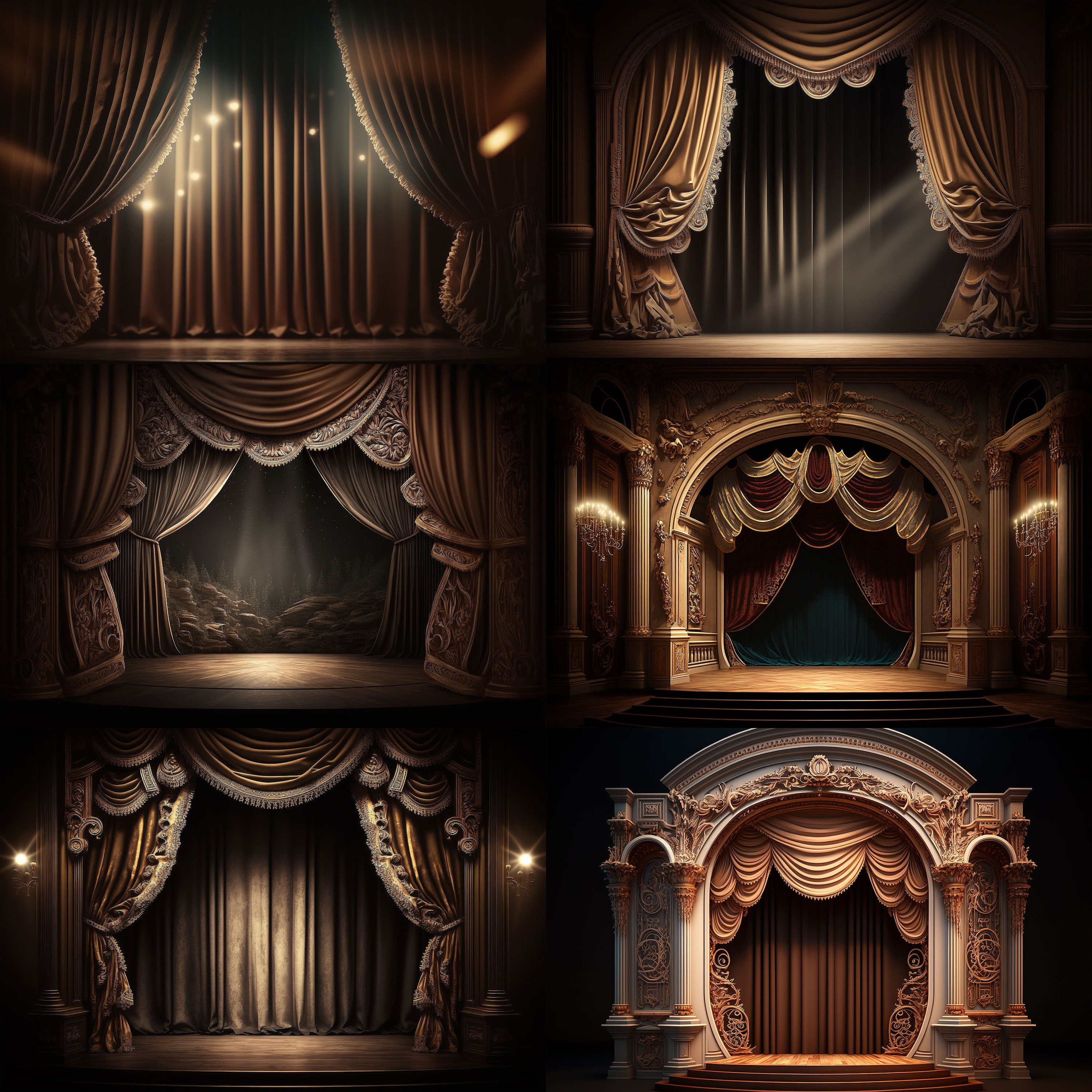 6 Pack Golden Fancy Theater Stage Backdrops for Composite - Etsy